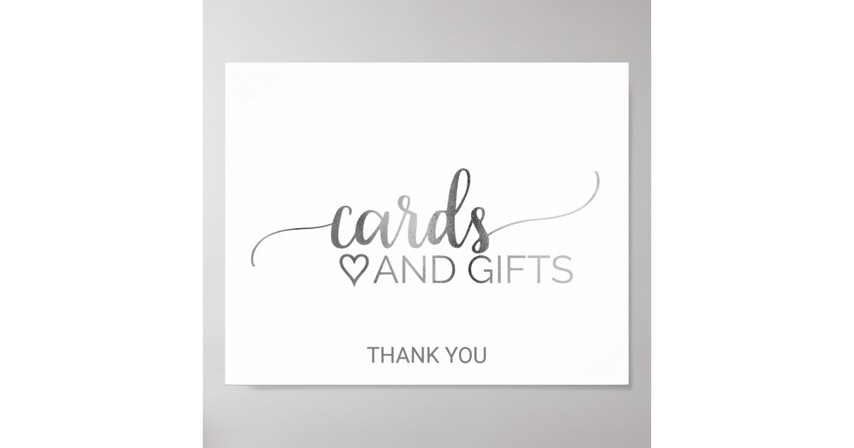 Simple Silver Calligraphy Cards and Gifts Sign | Zazzle