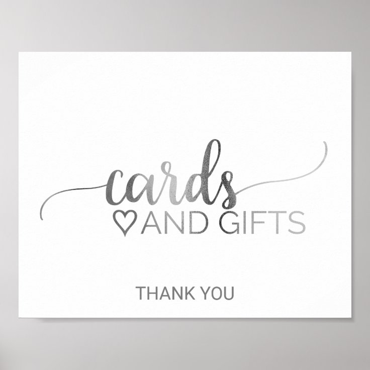 Simple Silver Calligraphy Cards and Gifts Sign | Zazzle