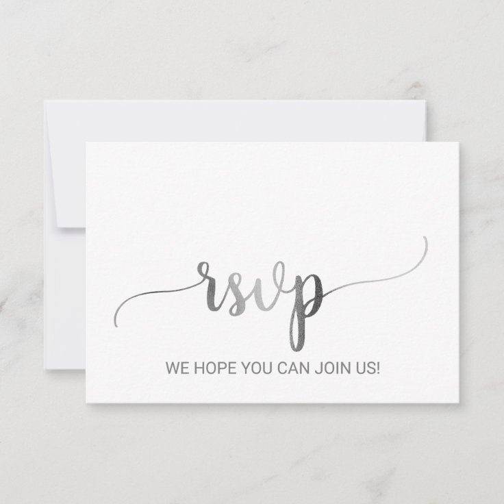 Simple Silver Foil Calligraphy RSVP Card | Zazzle