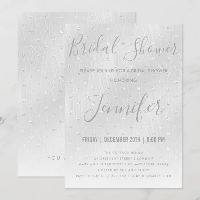SIMPLE Silver Shimmer Paint Bridal Shower Invitation | Zazzle
