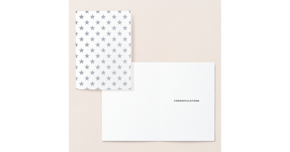 Simple Silver Stars Pattern Congratulations Foil Card | Zazzle