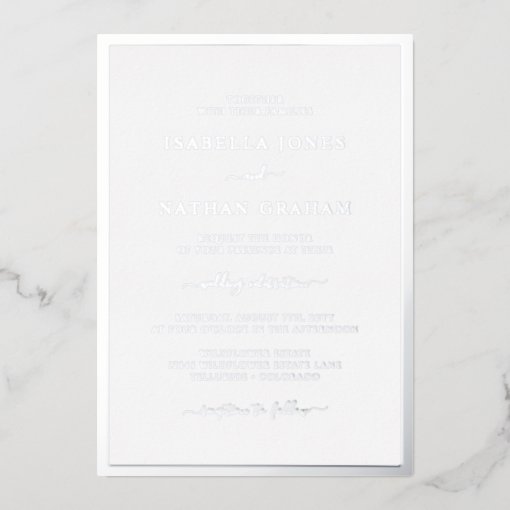 Simple Silver Wedding Foil Invitation | Zazzle