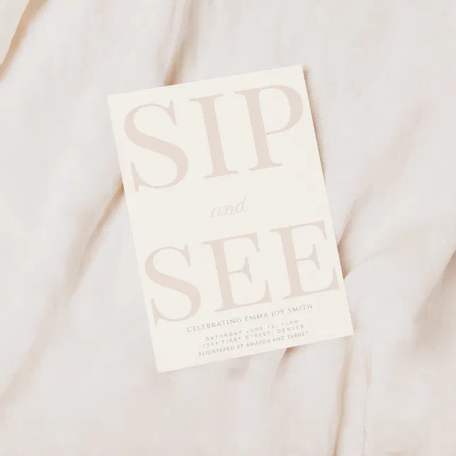 Simple Sip and See Baby Shower Invitation | Zazzle