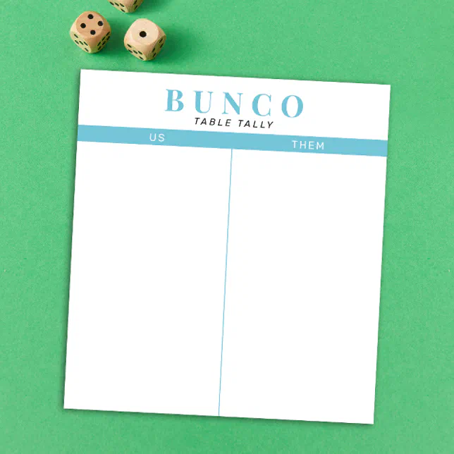 Simple Sky Blue and White Bunco Table Tally Notepad | Zazzle