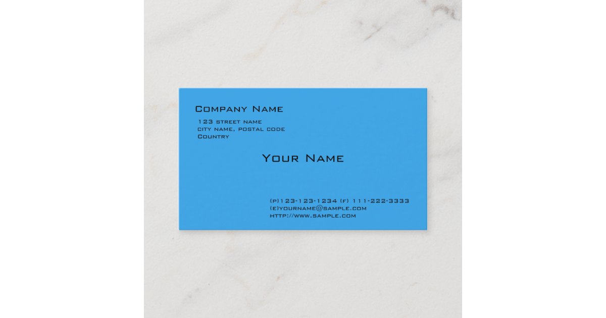 simple, sky blue business card | Zazzle