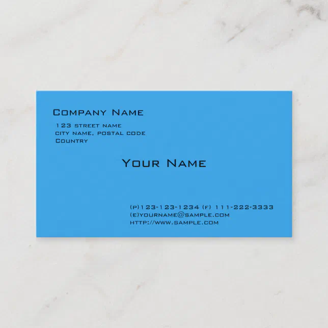 simple, sky blue business card | Zazzle