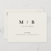 Simple Sleek Monogram Beige Save the Date Wedding Postcard | Zazzle