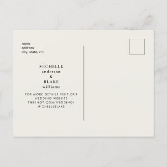Simple Sleek Monogram Beige Save the Date Wedding Postcard | Zazzle
