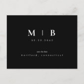 Simple & Sleek Monogram Black Save the Date QR Announcement Postcard ...