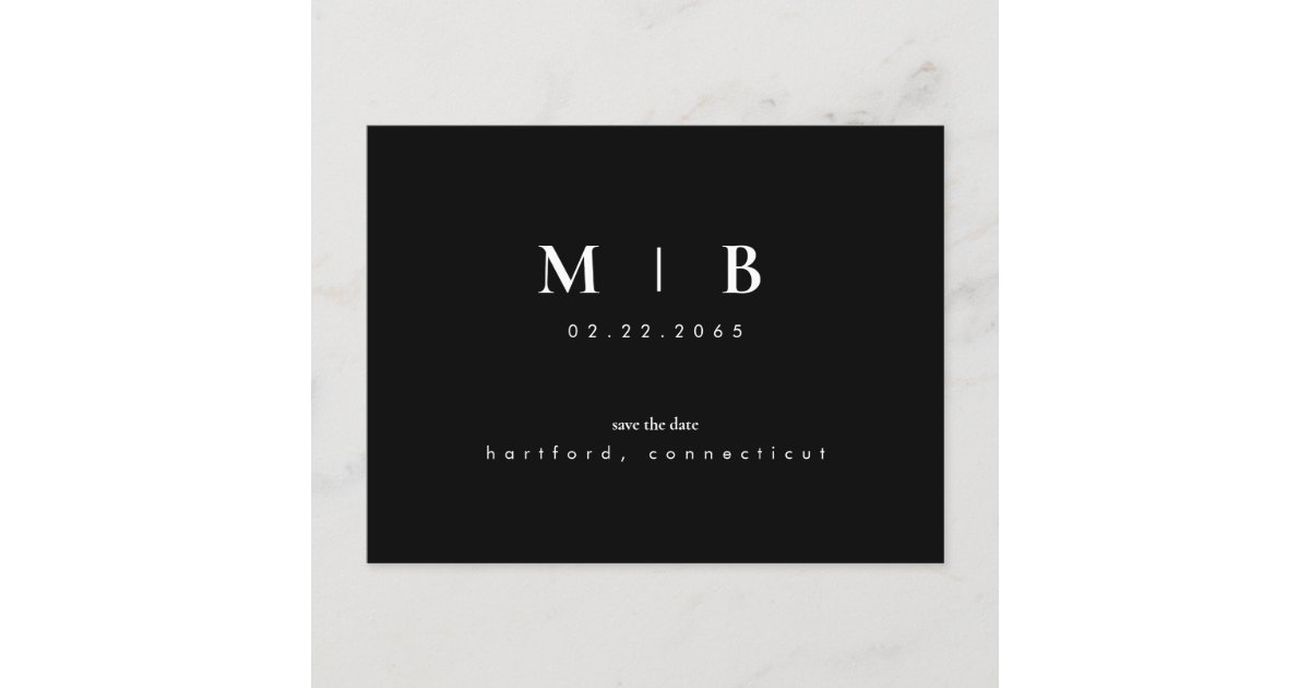 Simple Sleek Monogram Black Save the Date QR Code Postcard | Zazzle Simple Sleek Monogram Black Save the Date QR Code Postcard | Zazzle