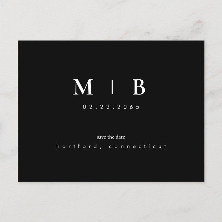 Simple Sleek Monogram Black Save the Date QR Code Postcard | Zazzle Simple Sleek Monogram Black Save the Date QR Code Postcard | Zazzle