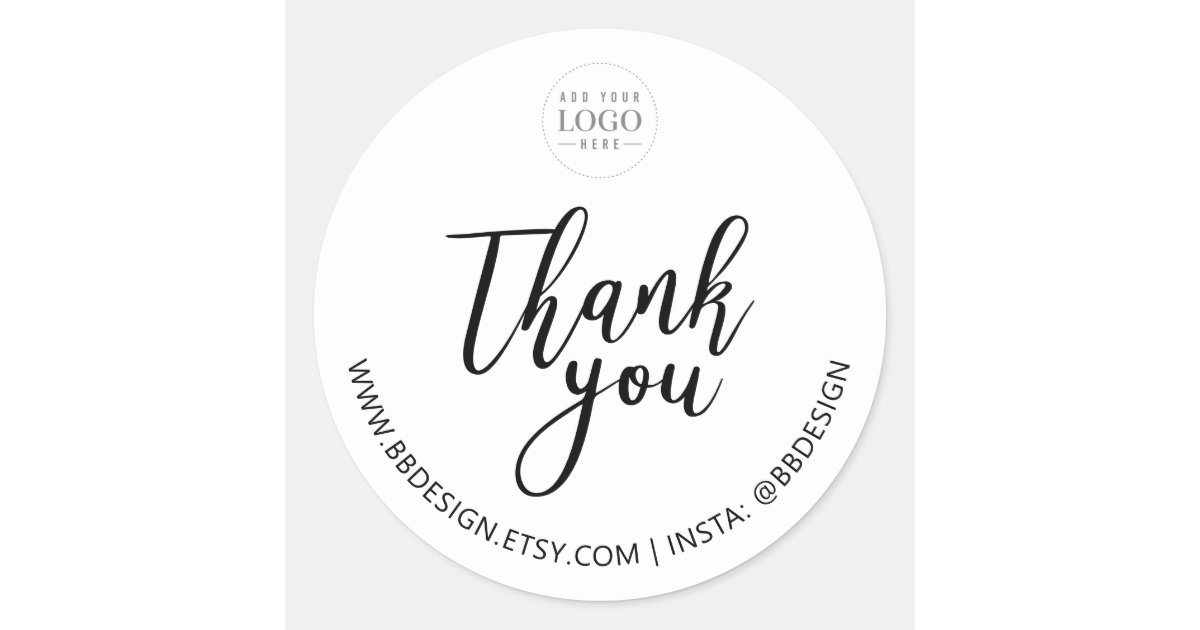 Simple Small Business Logo Thank you sticker | Zazzle