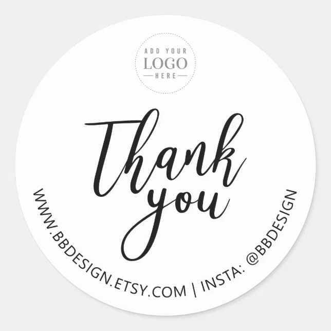 Simple Small Business Logo Thank you sticker | Zazzle