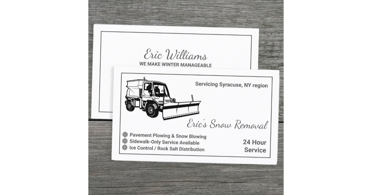 Simple Snow Plowing Business Card | Zazzle