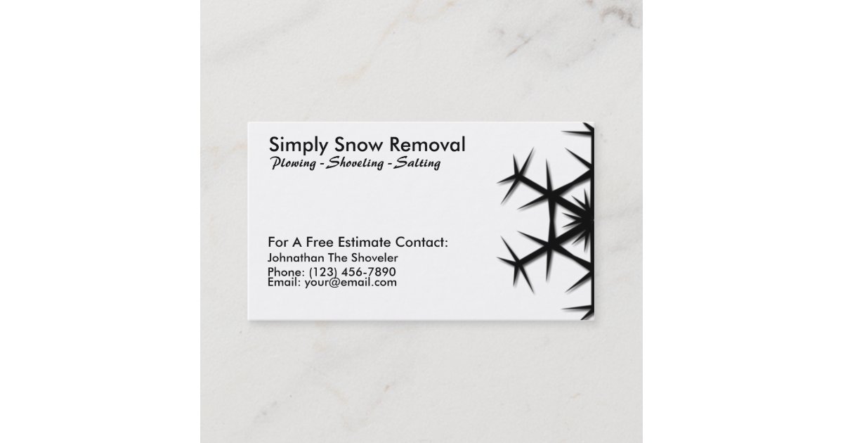 Simple Snow Shoveling, Plowing, Removal Card | Zazzle