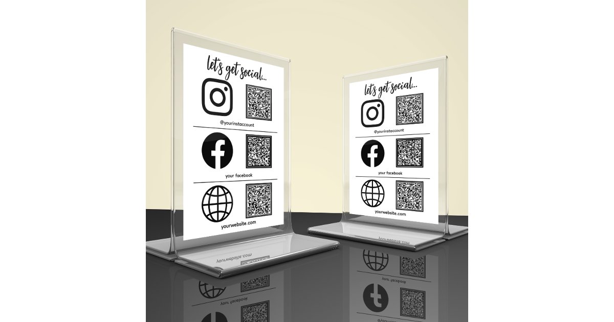 Simple Social Media Icon | QR Code Table Card | Zazzle