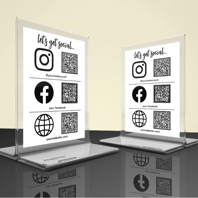 Simple Social Media Icon | QR Code Table Card | Zazzle