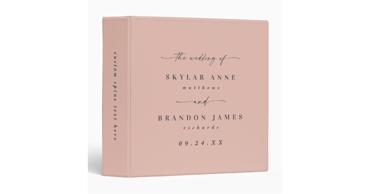 Simple Solid Color Blush Pink Wedding Photo Album 3 Ring Binder | Zazzle