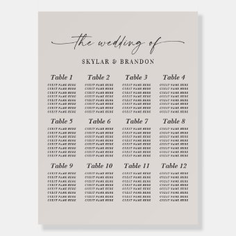 Simple Solid Off White Guest Seating Chart Sign | Zazzle