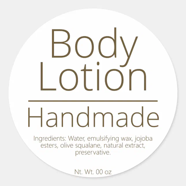 Simple Sophisticated Body Lotion Business Hobby Classic Round Sticker ...