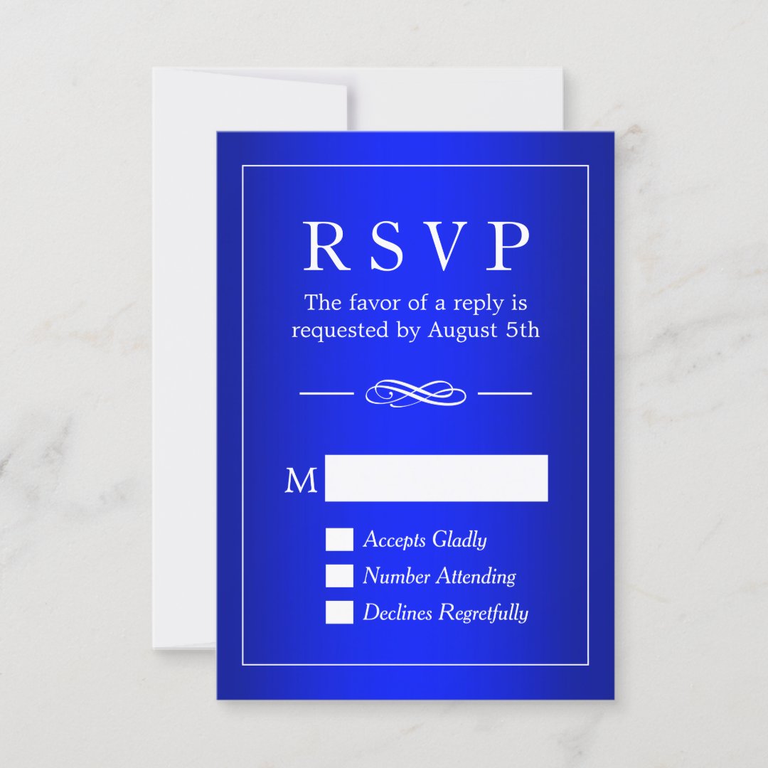 Simple Sophisticated Royal Blue Wedding RSVP Card | Zazzle