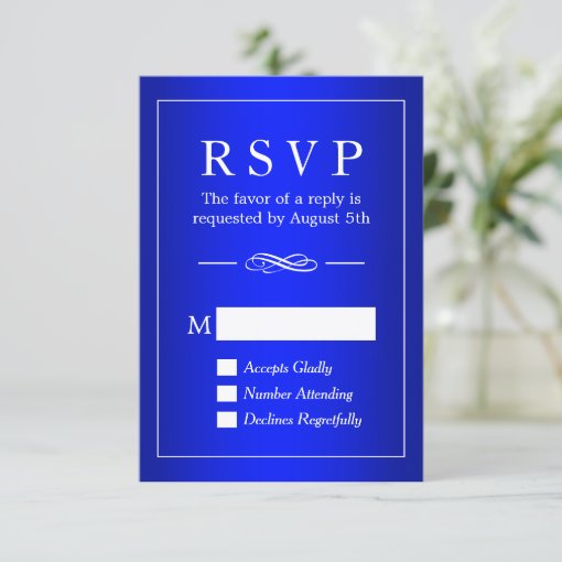 Simple Sophisticated Royal Blue Wedding RSVP Card | Zazzle