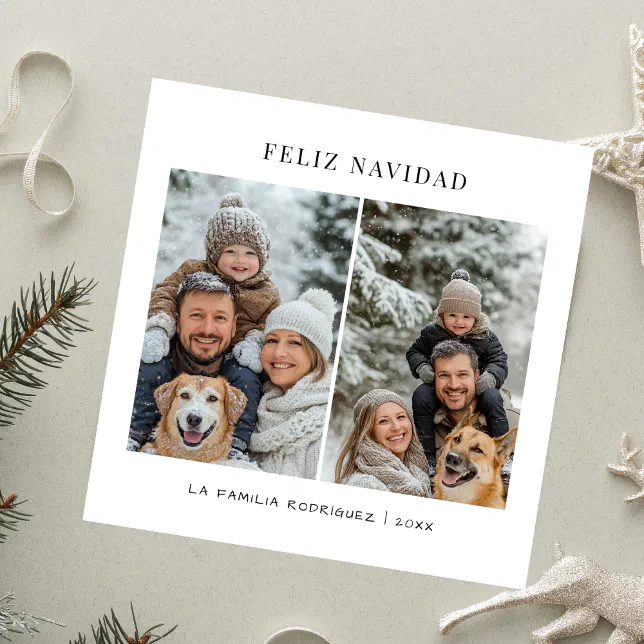 Simple Spanish Christmas 2 Photo Feliz Navidad Holiday Card | Zazzle