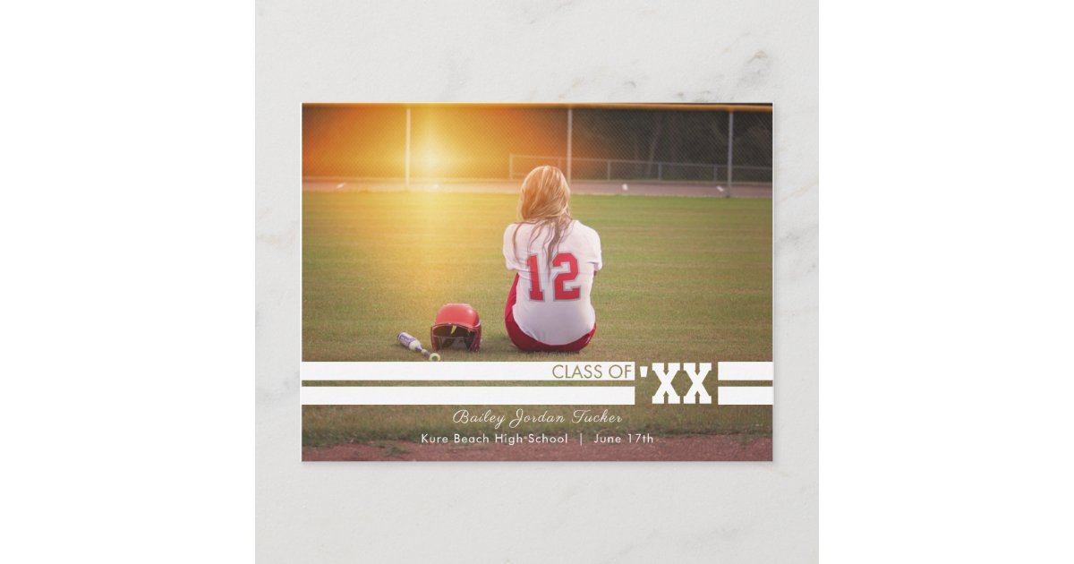 Simple & Sporty Graduation Photo Announcement Postcard | Zazzle