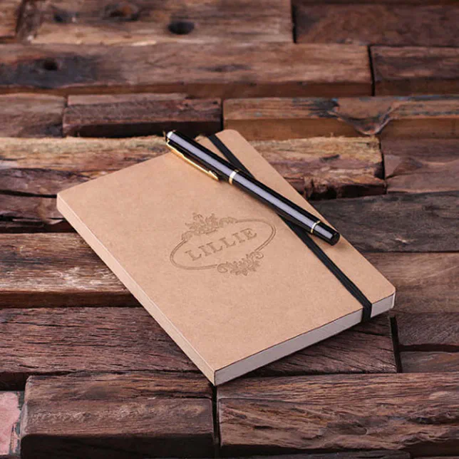 Simple Stamped Kraft Paper Portfolio Journal | Zazzle