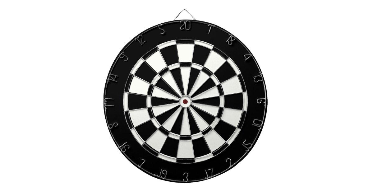 Simple Standard Black And White Dartboard | Zazzle