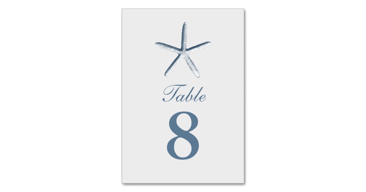 Simple Starfish Beach Wedding Table Numbers | Zazzle