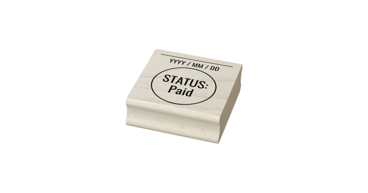 Simple "STATUS: Paid" Rubber Stamp | Zazzle