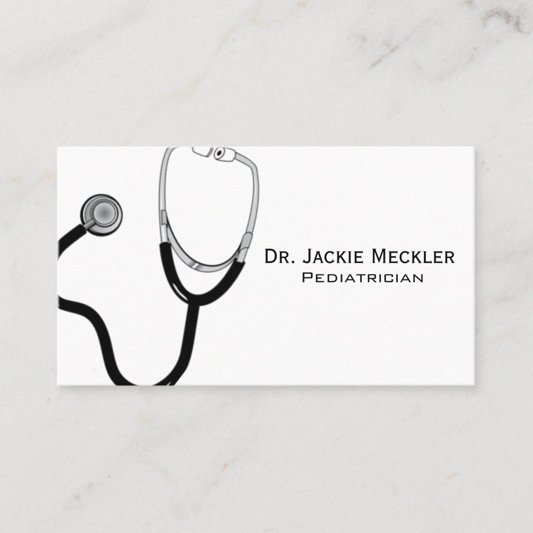 Simple Stethoscope Pediatrician Business Card | Zazzle