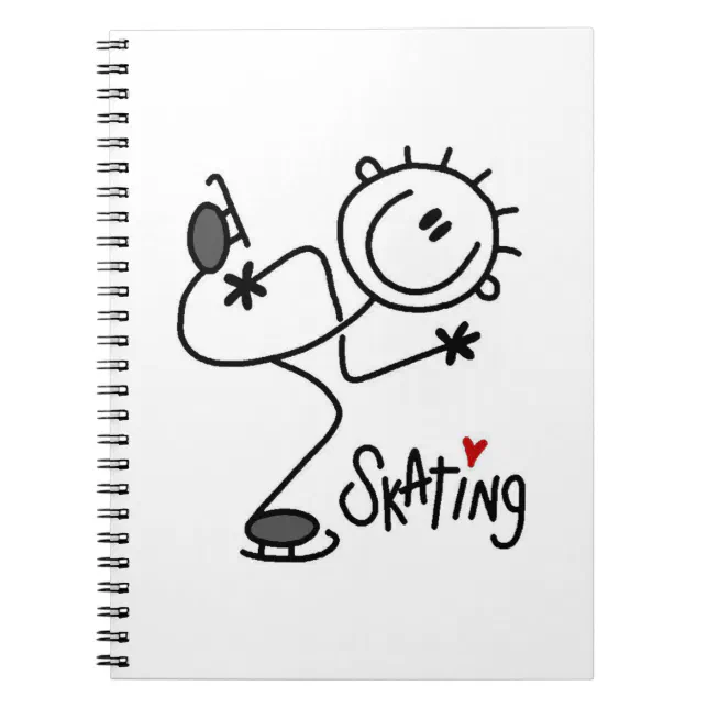 Simple Stick Figure Ice Skating T-shirts and Gifts Notebook | Zazzle