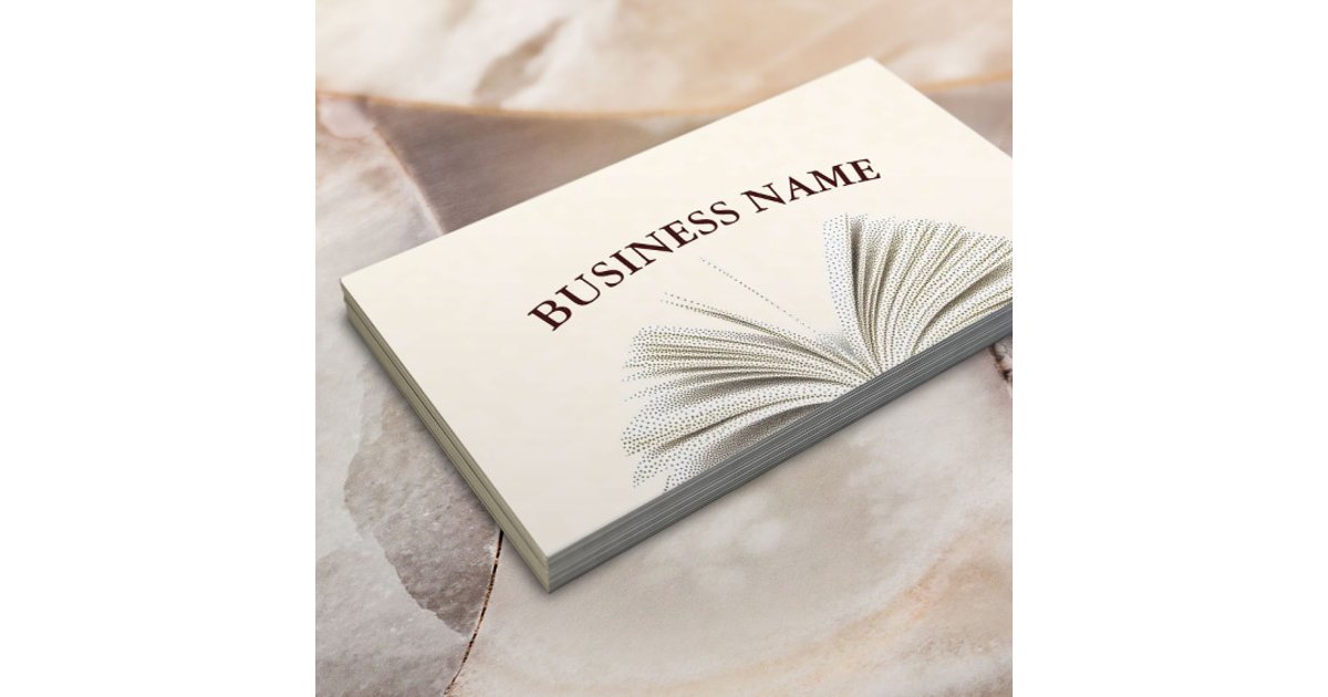 Simple Stipple Opened Book Business Cards | Zazzle