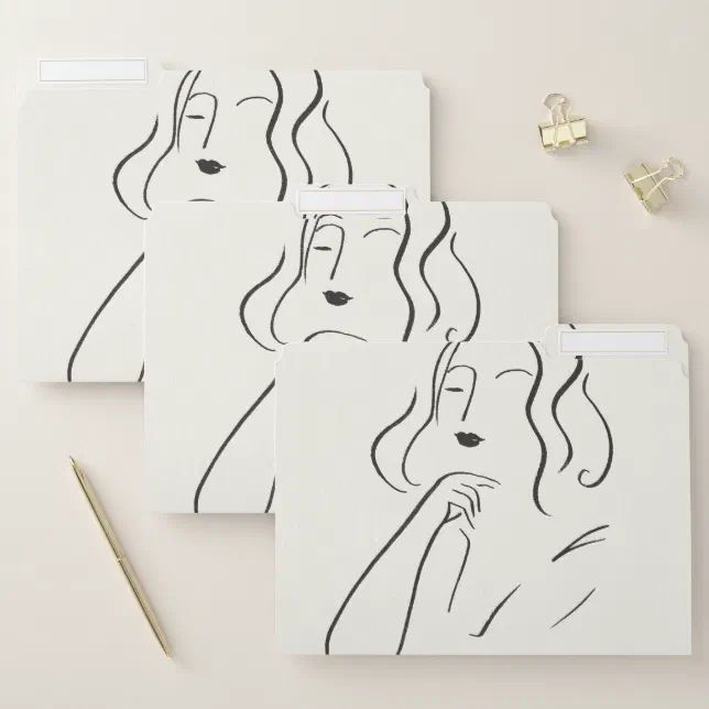 Simple Study - Sketch of a Woman File Folder | Zazzle