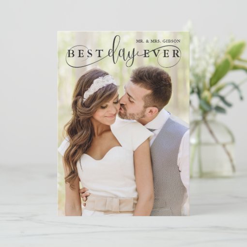 Simple Stylish Best Day Ever Photo Thank You Card | Zazzle