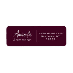 Simple Stylish Dark Red Modern Cursive Label | Zazzle