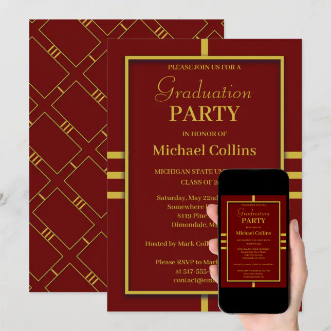 Simple Stylish Gold Border Invitation | Zazzle