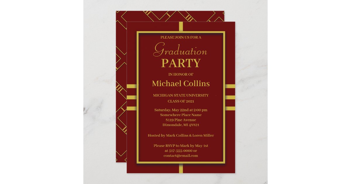Simple Stylish Gold Border Invitation | Zazzle