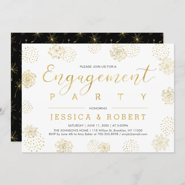 Simple Stylish Gold Wedding Engagement Party Invitation | Zazzle