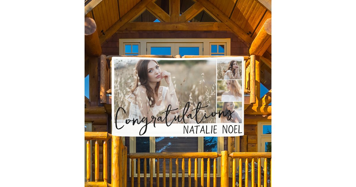 Simple Stylish Modern Congratulations Graduation Banner | Zazzle