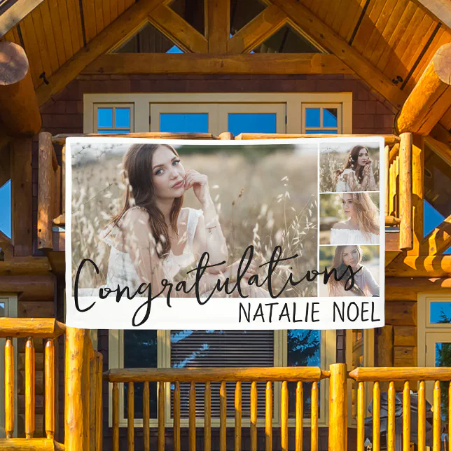 Simple Stylish Modern Congratulations Graduation Banner | Zazzle