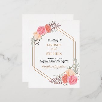 Simple Stylish Rose Wedding Invitation | Zazzle
