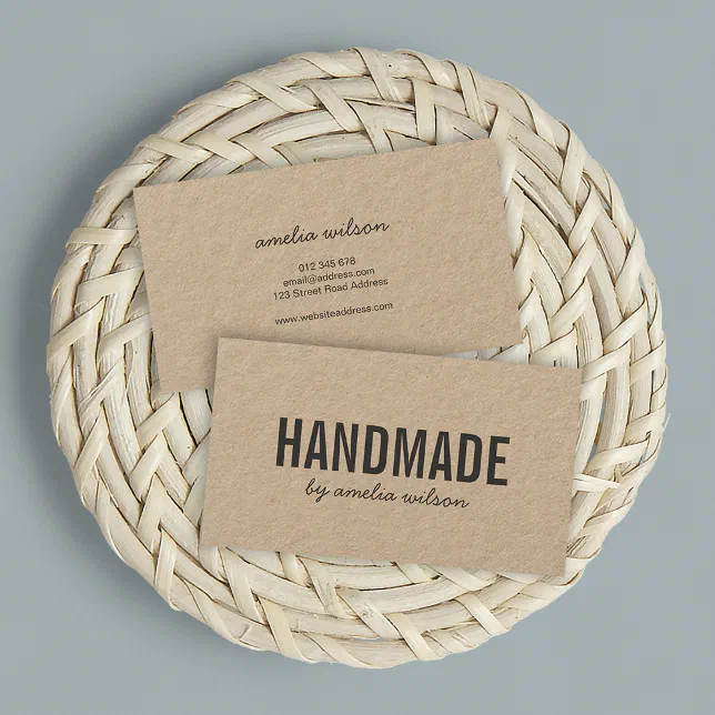 Simple Stylish Rustic Handmade Kraft Business Card | Zazzle