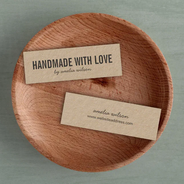 Simple Stylish Rustic Handmade with Love Kraft Mini Business Card | Zazzle