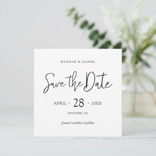 Simple Stylish Square Save the Date Wedding Card | Zazzle