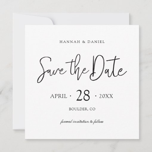 Simple Stylish Square Save the Date Wedding Card | Zazzle