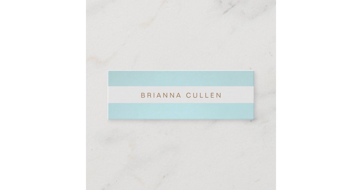 Simple Stylish Striped Turquoise Blue Elegant Mini Business Card | Zazzle