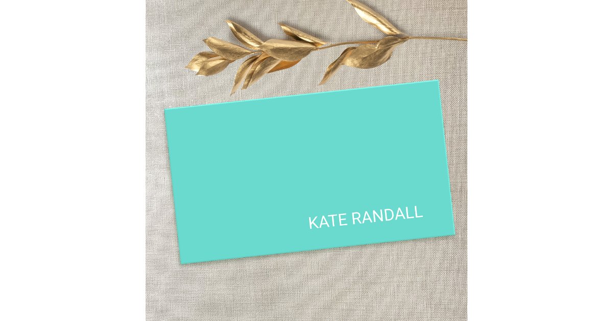 Simple Stylish Turquoise Blue Professional Business Card | Zazzle